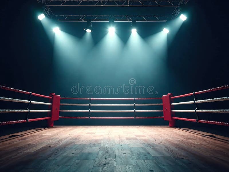 Empty Boxing Ring Under Dramatic Spotlight a Champions Arena Awaits a ...