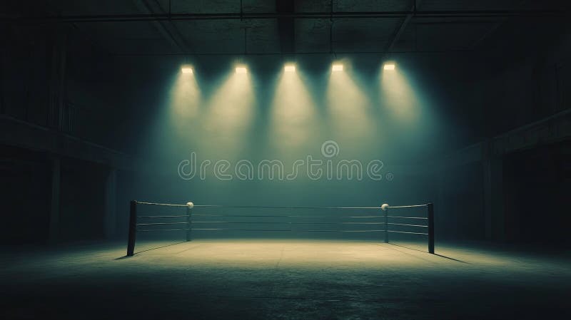 Empty Boxing Ring Under Overhead Spotlight. Stock Illustration ...