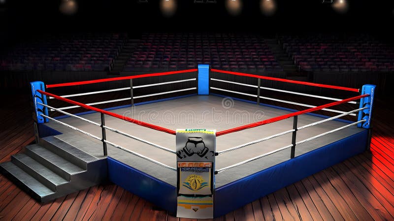 Empty Boxing Ring with Vibrant Red and Blue Colors Stock Illustration ...