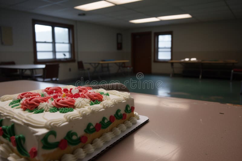 Empty Break Room, Decorated Cake Untouched Stock Image - Image of ...
