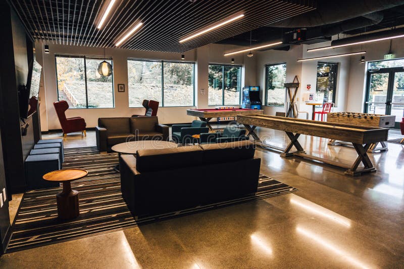 Empty Break Room with Furniture Editorial Stock Image - Image of design ...