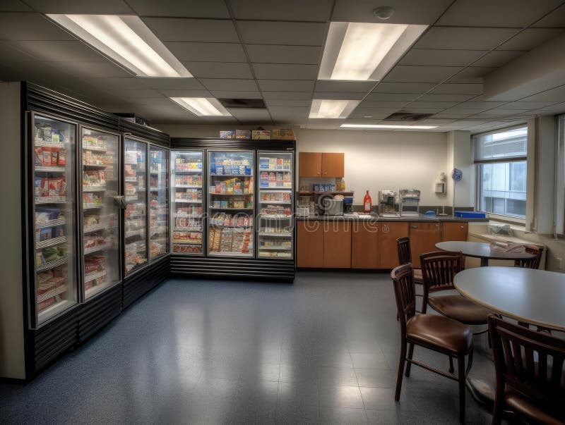 Empty Break Room with Snack Vending Machine Stock Illustration ...