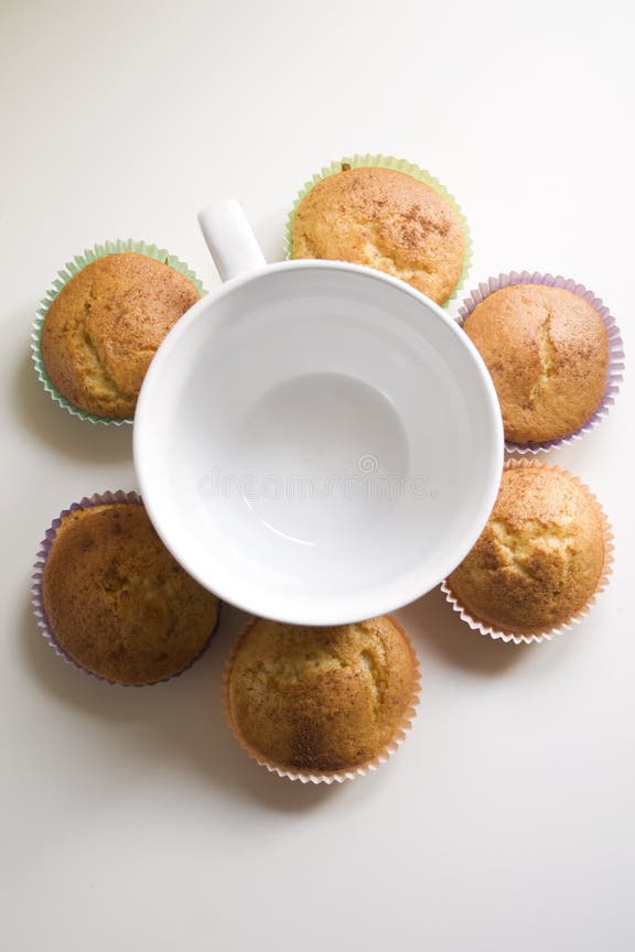 Empty Breakfast Bowl with Muffins Around Stock Image - Image of fats ...