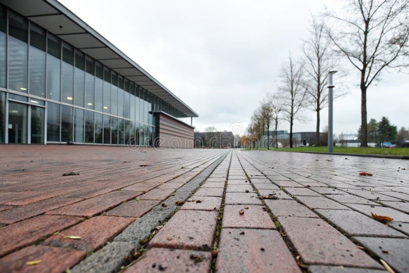 Empty Brick Floor Front of Modern Building Stock Illustration ...
