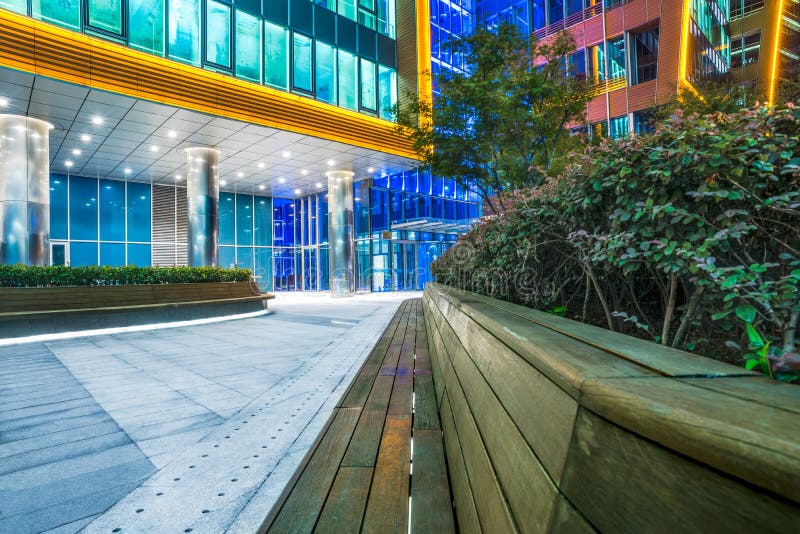 Empty Brick Floor Front of Modern Building in Shanghai Stock Image ...