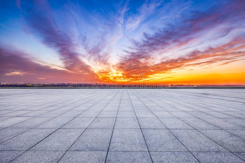 Empty Brick Floor and Sky Cloudscape Stock Photo - Image of commercial ...