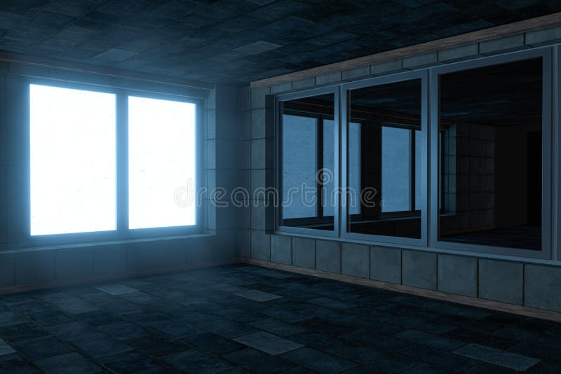 Empty Brick House with Dark Background,3d Rendering Stock Illustration ...