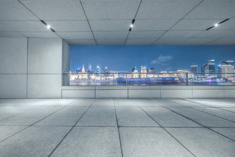 Empty Brick Road and City Building Stock Image - Image of commercial ...