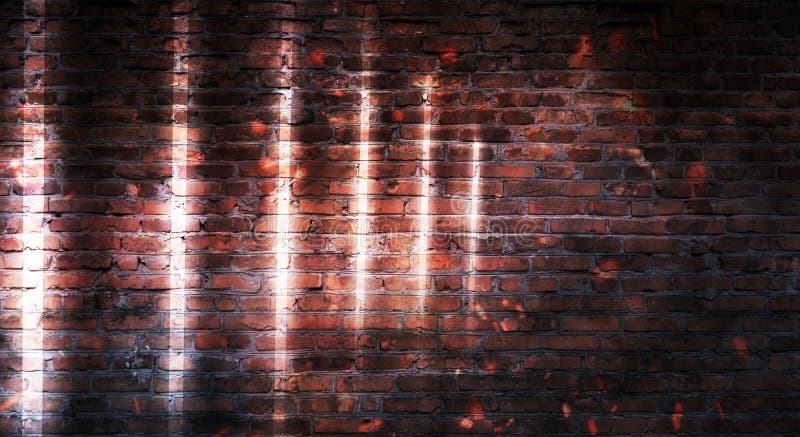 Empty Brick Wall Background, Night View, Neon Light, Rays. Stock Photo ...