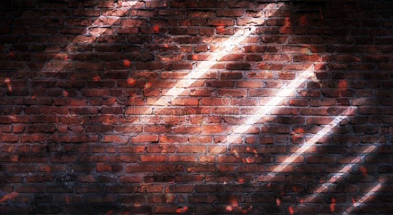 Empty Brick Wall Background, Night View, Neon Light, Rays. Stock Image ...
