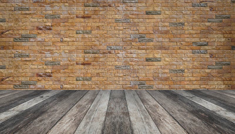 Empty Brick Wall with Wooden Floor Room Interior Stock Image - Image of ...