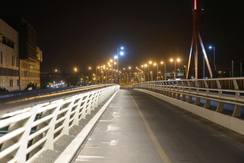 Empty bridge at night stock photo. Image of signs, highway - 46589688