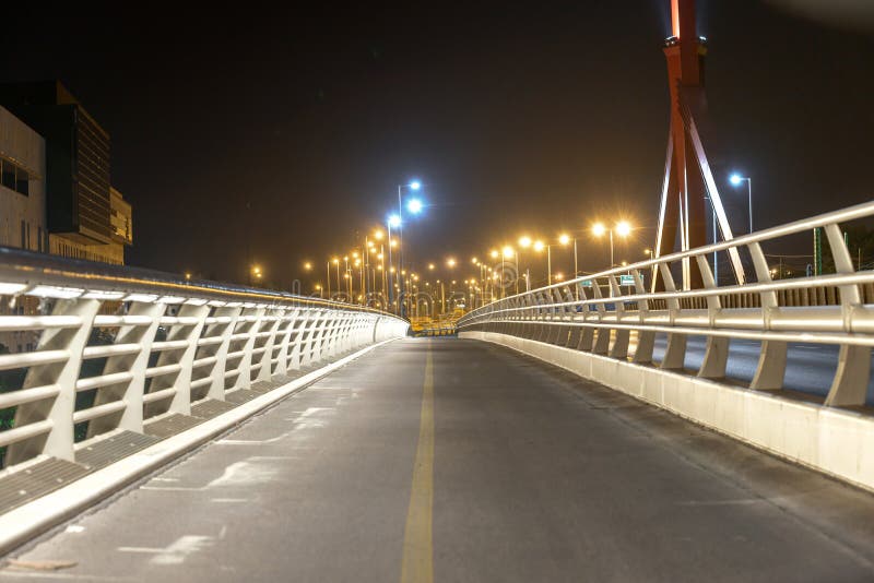 Empty bridge at night stock image. Image of illuminated - 47064283
