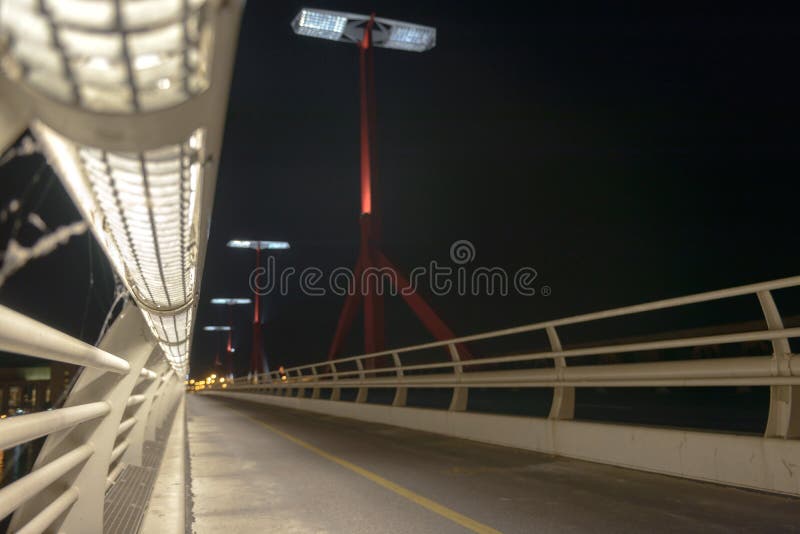 Empty bridge at night stock photo. Image of long, city - 48081812