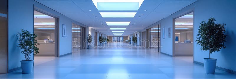 Empty Bright Corridor Modern Hospital Clean Lines Minimalistic Design ...
