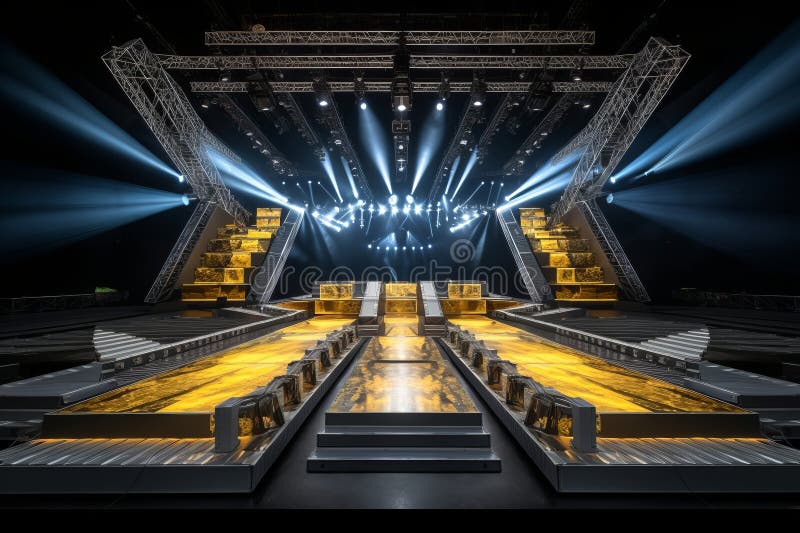 Empty Bright Stage of a Big Hall Stock Illustration - Illustration of ...