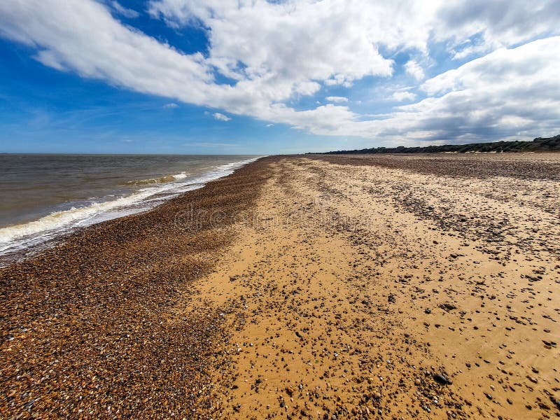 Empty British Seaside Beach on Sunny Day Stock Photo - Image of shore ...