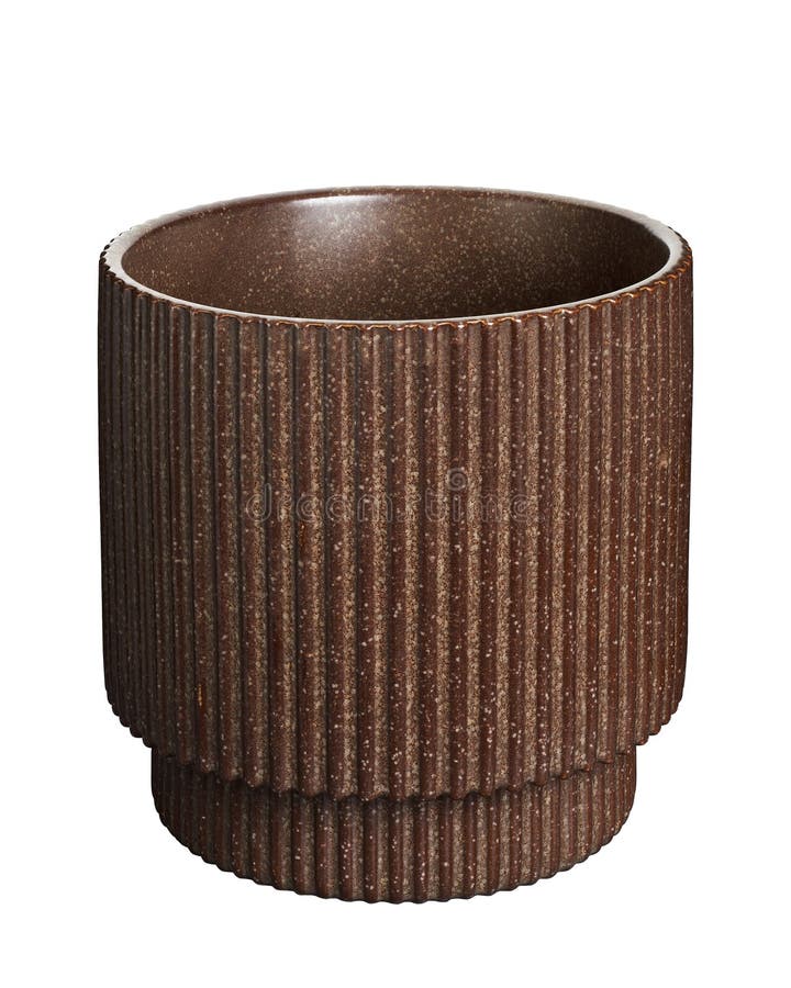 Empty Brown Ceramic Pot, Plant Pot Isolated on White Background with ...