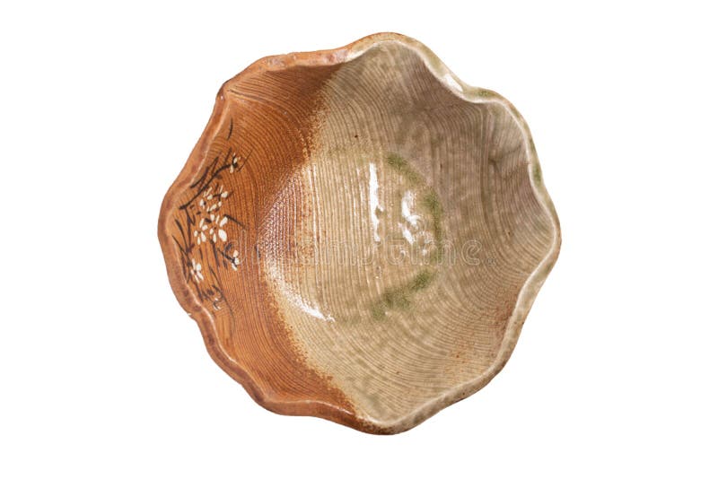 Empty Brown Japanese Bowl on a White Background Stock Image - Image of ...