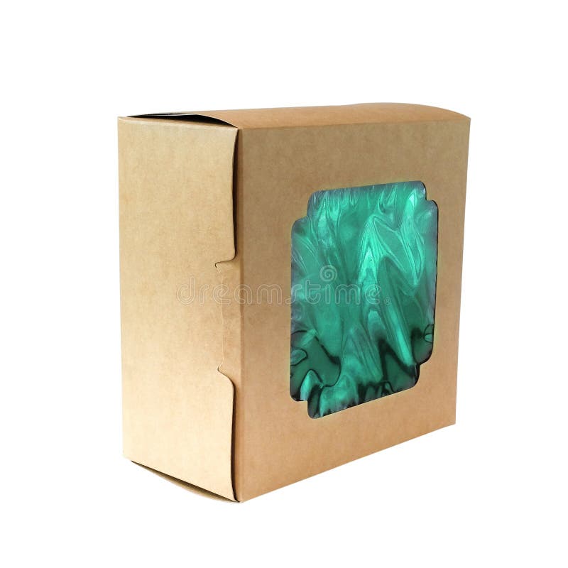 Empty Brown Paper Box with Transparent Window Stock Photo - Image of ...
