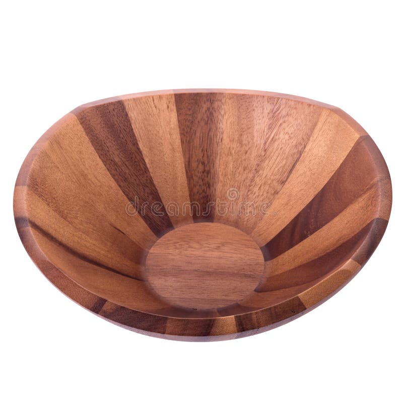 Set of Empty Empty Brown Wooden Bowl Isolated Over White Background ...