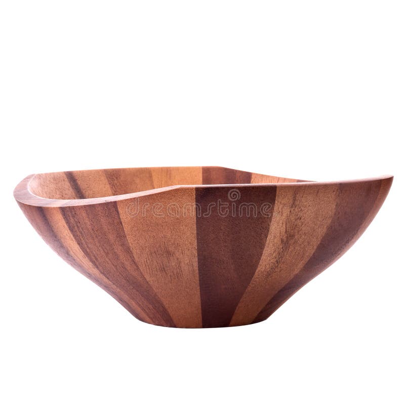 Set of Empty Empty Brown Wooden Bowl Isolated Over White Background ...