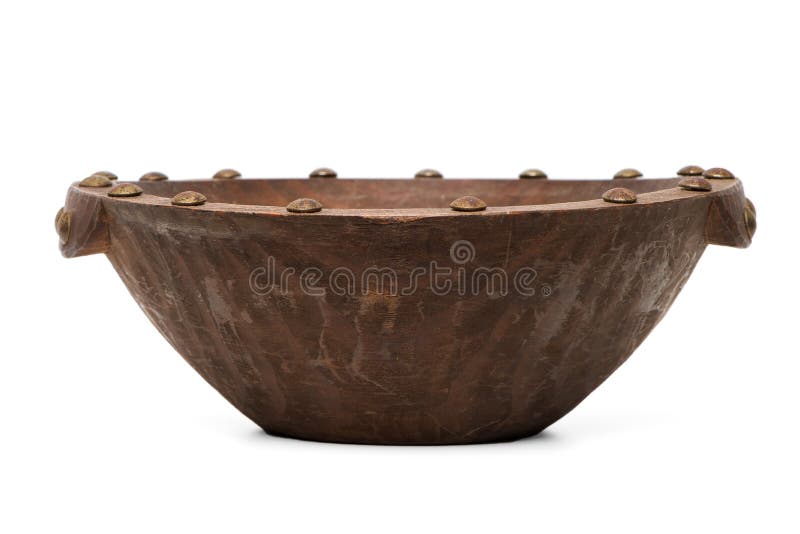 Empty brown wooden bowl stock image. Image of white, rustic - 95923779