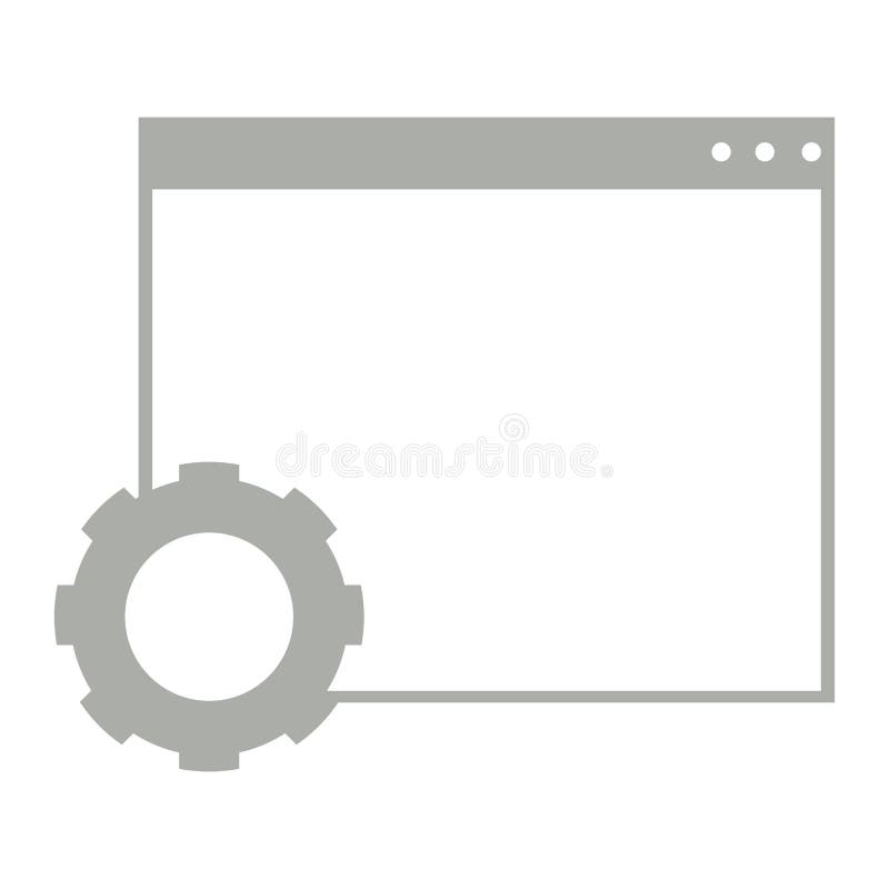 Window with Gear and Wrench Line Icon. Web Application Control Settings ...