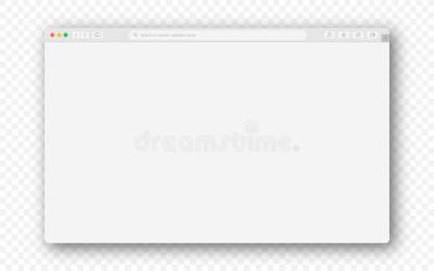 Empty Browser Window on Transparent Background. Empty Web Page Mockup with Toolbar Stock Vector ...