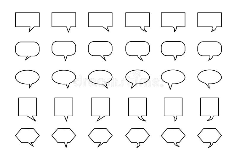 Empty Bubbles for Text or Speech Messages with Black Stroke Stock ...