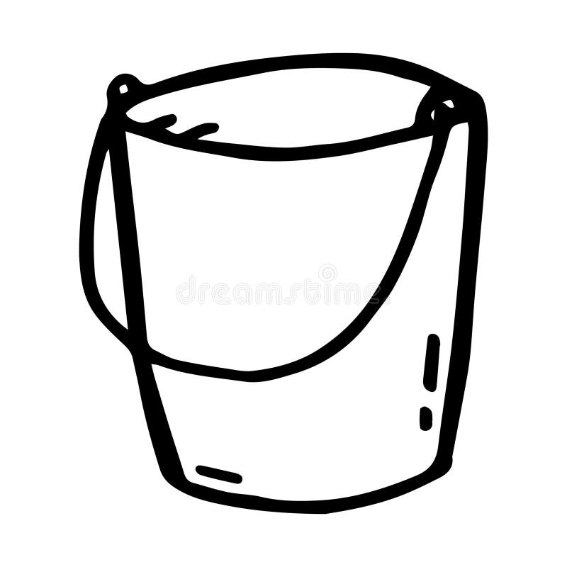 Empty Bucket in Doodle Style. Vector Illustration Isolated on a White ...