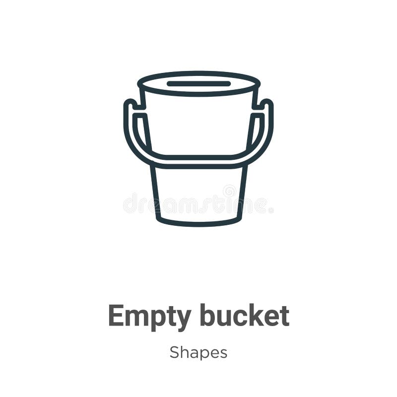 Empty Bucket Outline Vector Icon. Thin Line Black Empty Bucket Icon ...