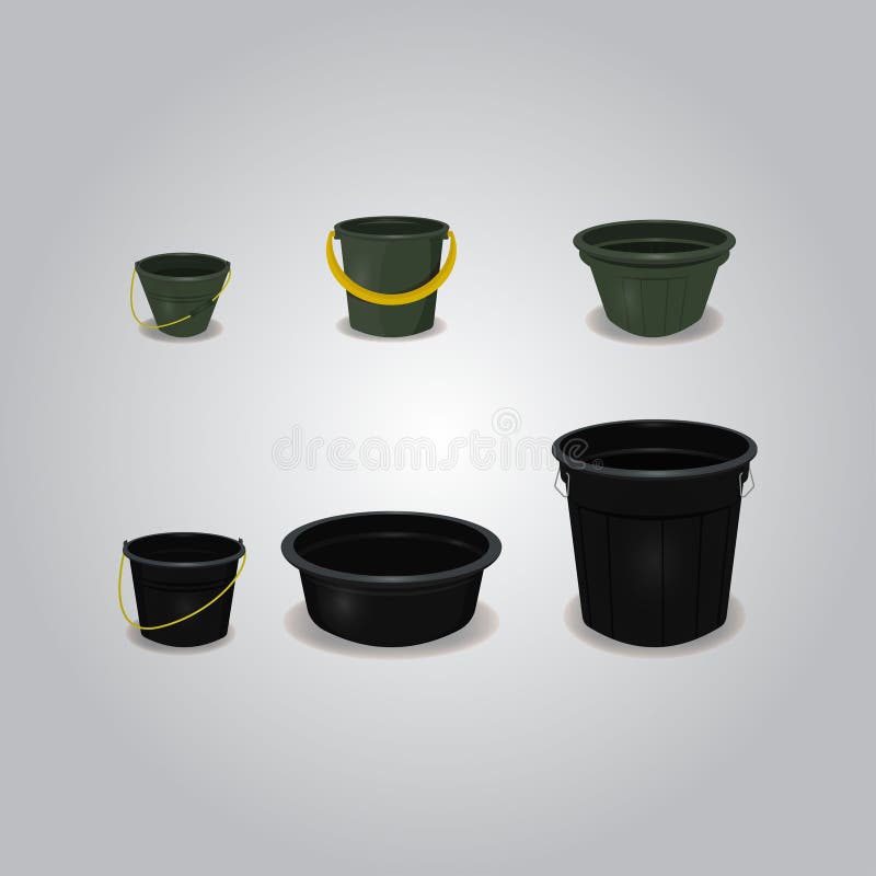 Empty Buckets Set Design Vector Illustration Stock Vector ...
