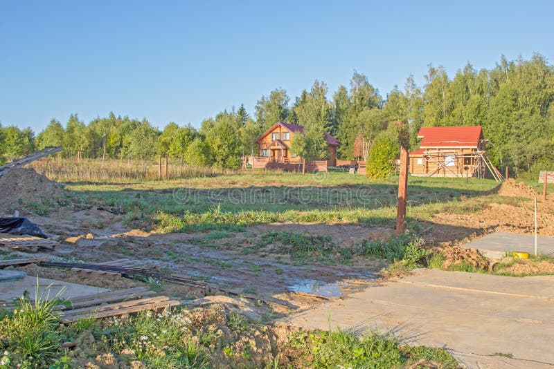 Empty Building Site with Construction Debris Stock Image - Image of ...