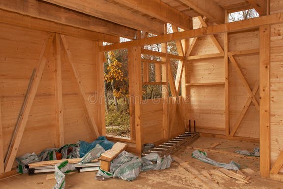 Empty Building Site Ecological House. External Work on the Building ...