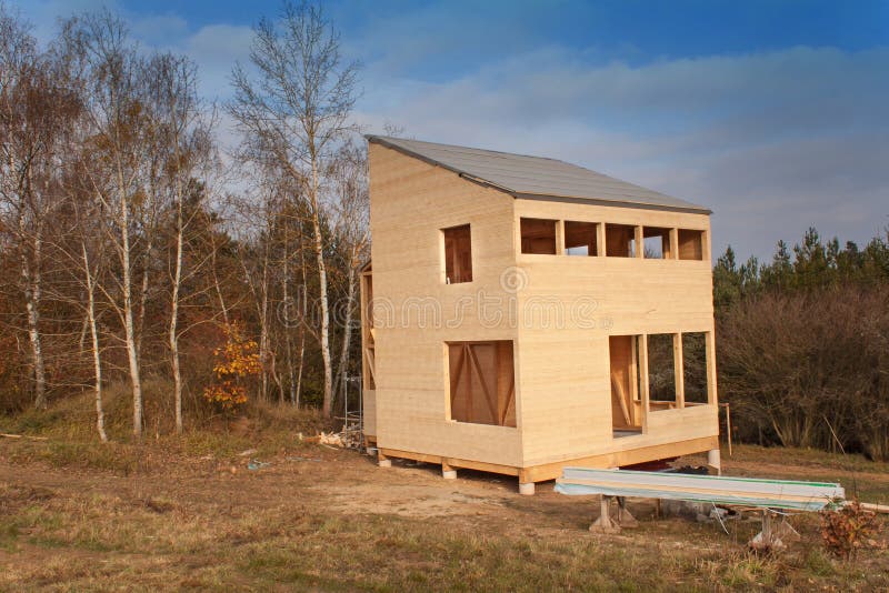 Empty Building Site Ecological House. External Work on the Building ...