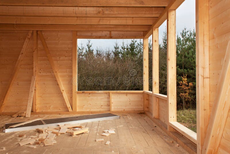 Empty Building Site Ecological House. External Work on the Building ...