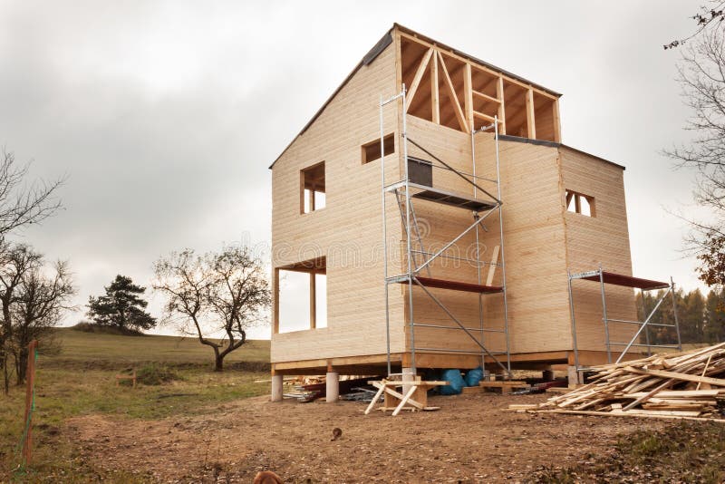 Empty Building Site Ecological House. External Work on the Building ...