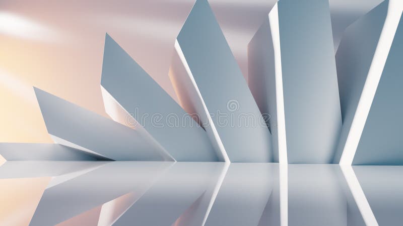 Empty Building Structure with Geometric Structure, 3d Rendering Stock ...