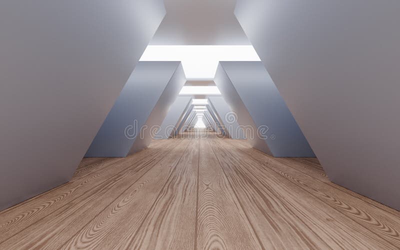Empty Building Structure with Wood Floor, 3d Rendering Stock ...