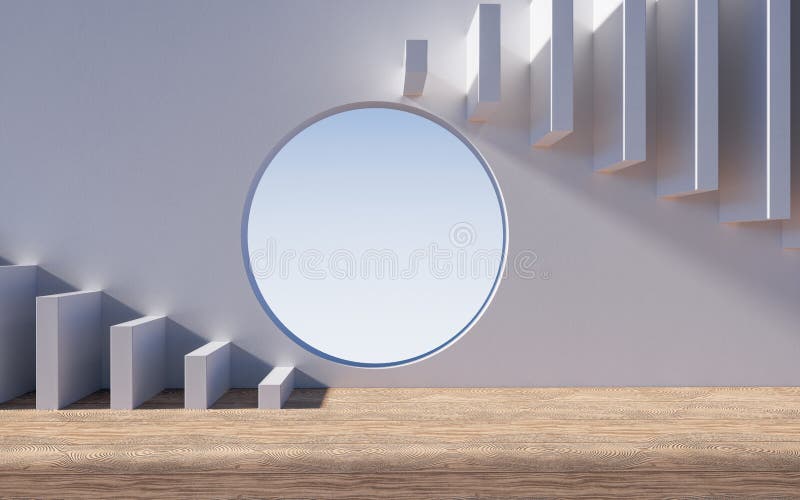 Empty Building Structure with Wood Floor, 3d Rendering Stock ...