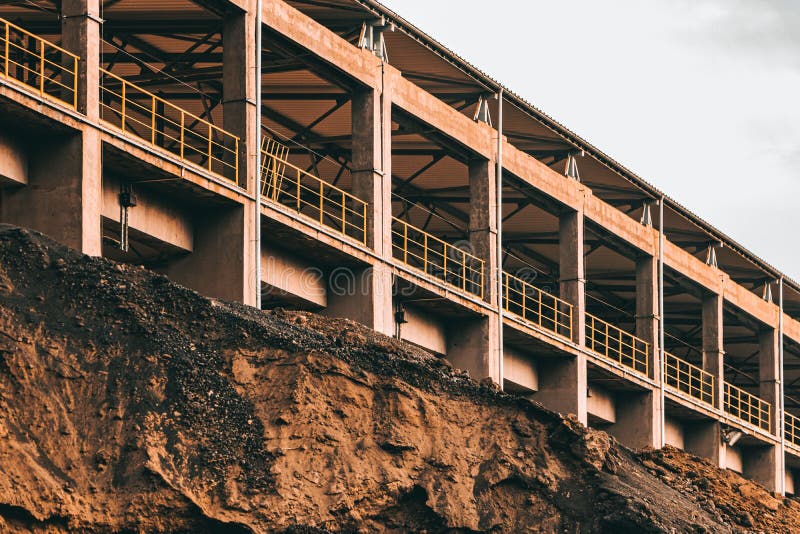 Empty Building with Yellow Railings Under Construction Stock Image ...