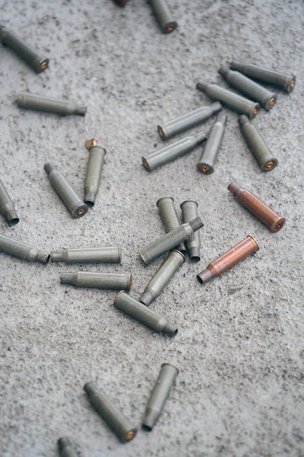 Empty bullet cartridges stock photo. Image of bullet - 254763796