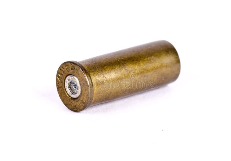 Empty Bullet Shell Casings, On A Black Background, Smoke Stock Photo ...