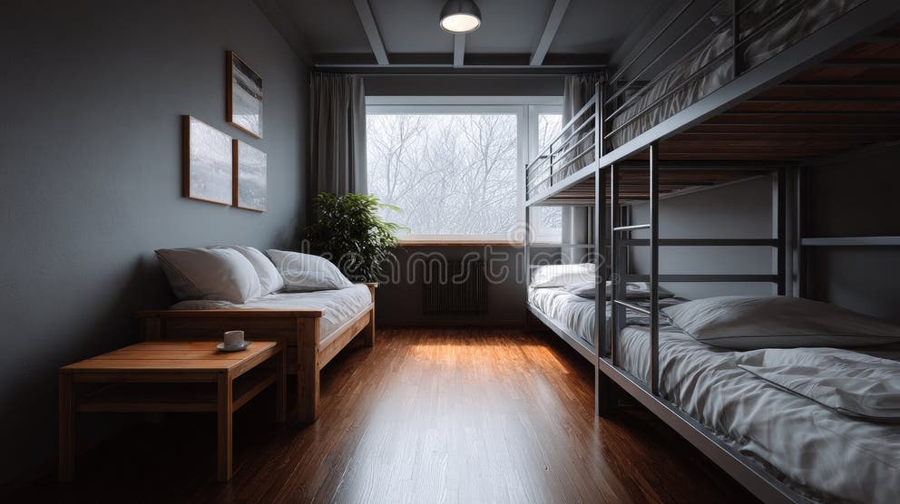 Modern Multi-Bed Dormitory stock photo. Image of space - 389694382