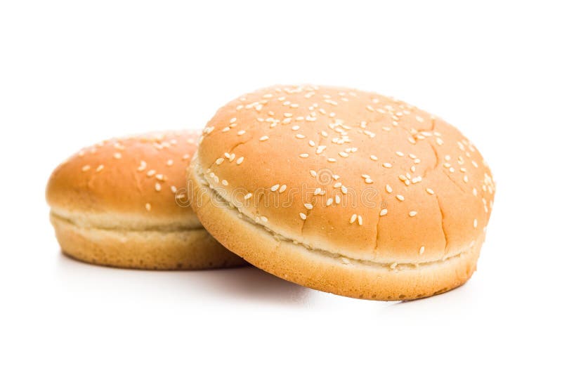 Empty Burger Bun with Sesame Seeds Isolated on White Background Stock ...