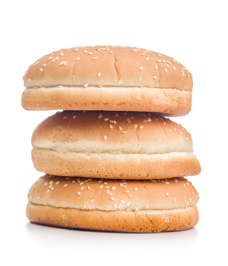 Empty Burger Bun with Sesame Seeds Isolated on White Background Stock ...