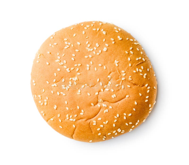 Empty Burger Bun with Sesame Seeds Isolated on White Background Stock ...