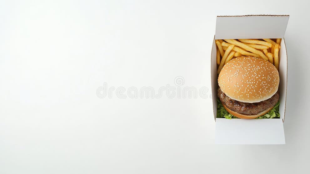 Empty Burger Packaging Mockup on a White Background Stock Photo - Image ...