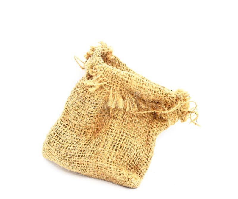 Empty Burlap Sack Bag Isolated on White Background Stock Image - Image ...